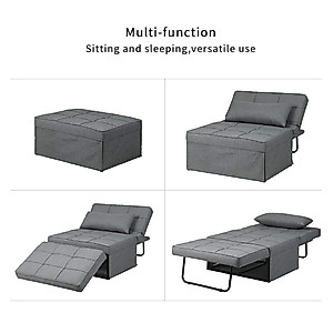 Ainfox Sofa Bed, 4 in-1 Sleeper Chair Bed Multi-Function Folding Convertible Couch Chair Ottoman Bed for Apartment, Small Space (Sky Gray)