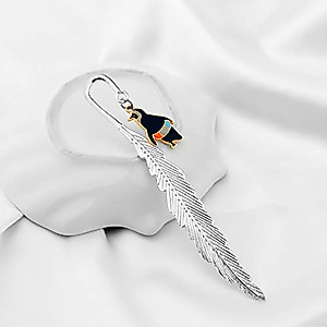 WSNANG Penguin Bookmarks Metal Feather Bookmark Book Markers Penguin Book Lover Gifts for Reader Bookworm Gifts (Silver)