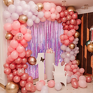 Crosize 2 Pack 3.3 x 9.9 ft Pink Foil Fringe Backdrop Curtain, Streamer Backdrop Curtains, Streamers Birthday Party Decorations, Tinsel Curtain for Parties, Galentines Decor, Preppy, Photo Booth