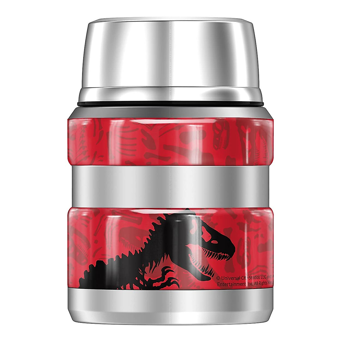 Jurassic Park Red T-Rex Pattern Logo THERMOS STAINLESS KING Stainless Steel Food Jar with Folding Spoon, Vacuum insulated & Double Wall, 16oz