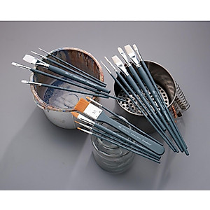 Winsor & Newton Foundation Synthetic Acrylic Brush Set, Short Handle, Round, Filbert & Flat, 6 Pack