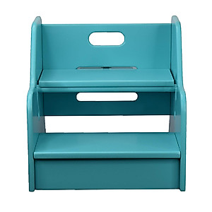 Little Partners Toddler Step Up Stool | 2 Step Adjustable Height for Kitchen, Bathroom or Nursery (Turquoise)