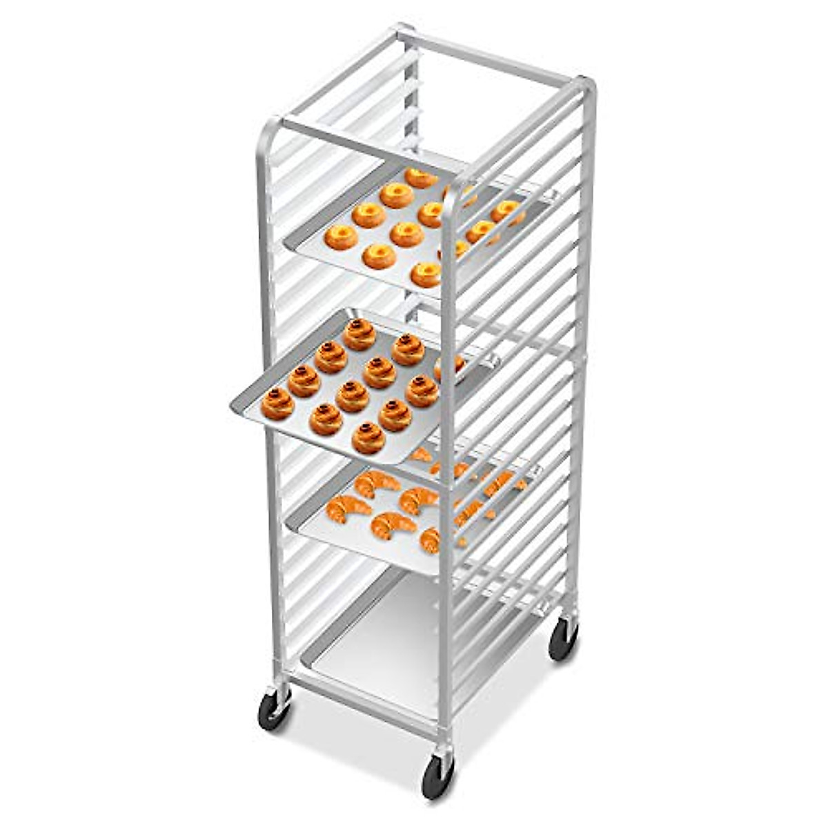 VINGLI 20-Tier Bakery Rack Commercial Stainless Steel Sheet Pan Rack with Brake Wheels for Kitchen, Restaurant, Pizzeria