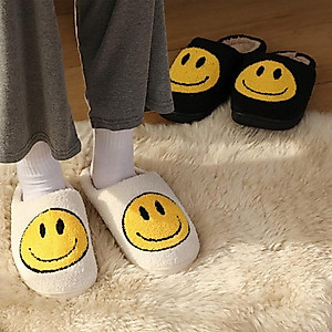 dubuto Smile Face Slippers for Girls Boys, Cute Soft Plush Anti-slip House Kids Girls Slippers with Memory Foam Warm Cartoon Happy face Shoes for Indoor Outdoor