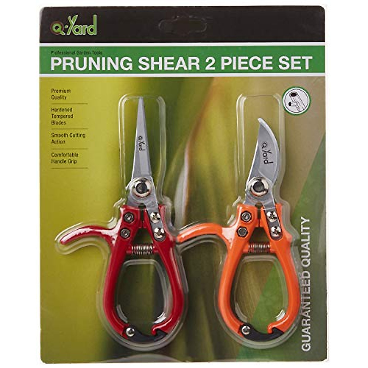 2 - pack Q-yard Pruning Shear, Mini- Extra Sharp Garden Hand Pruners, Easier Cutting, Comfortable Ergonomic, Less Effort - Gardening Scissors for Men & Women