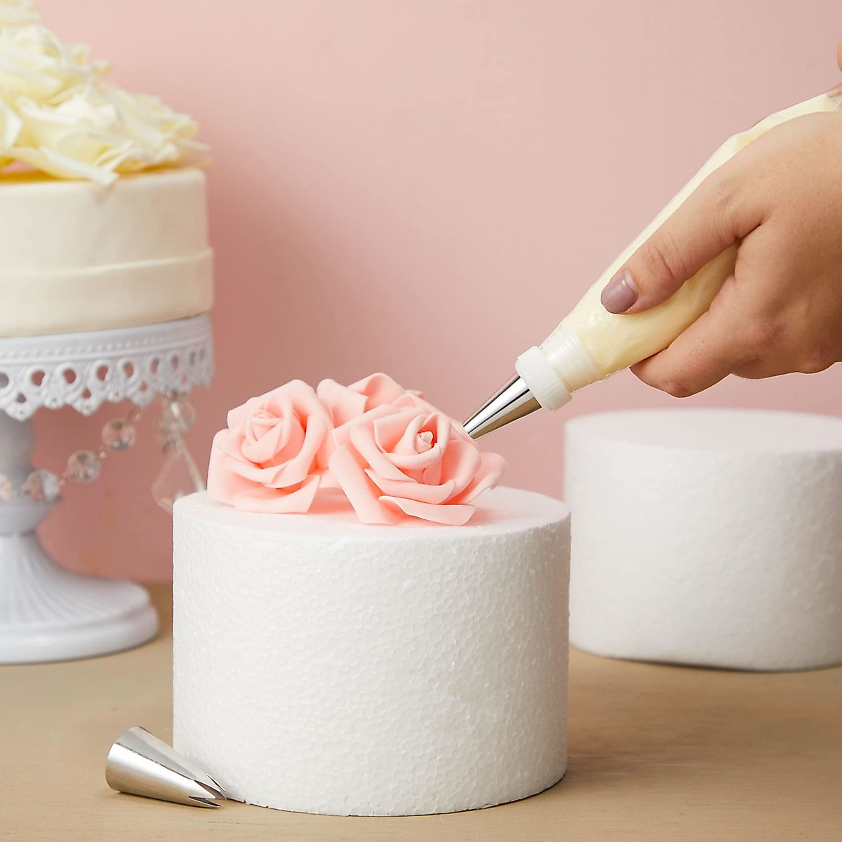 Bright Creations 2 Pack Foam Cake Dummies, 6x4 Inch Dummy Rounds for Decorating, Fake Wedding Cake