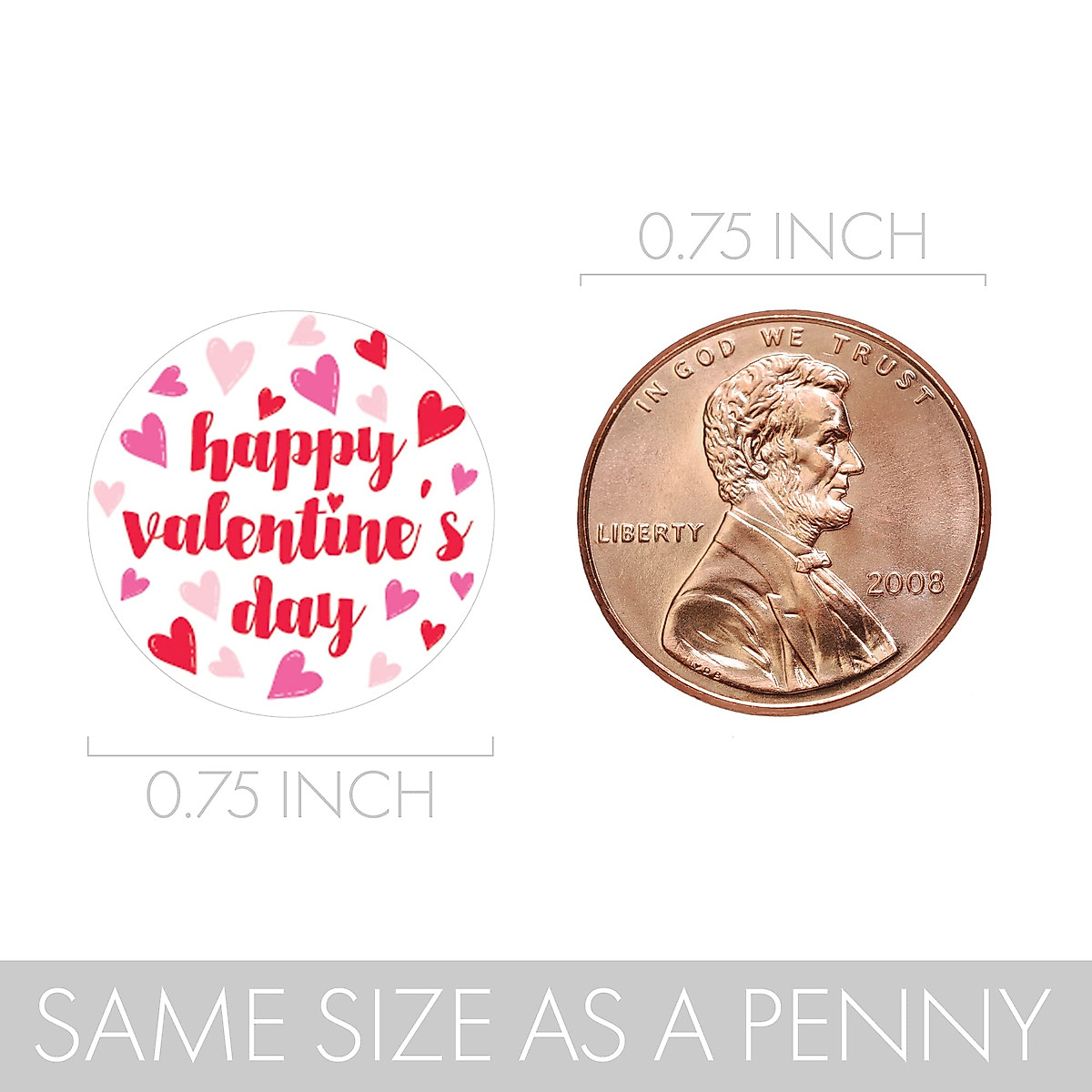 Valentine's Day Stickers for Kids, Valentine Label Stickers for Chocolate Kisses Candy - 180 Count