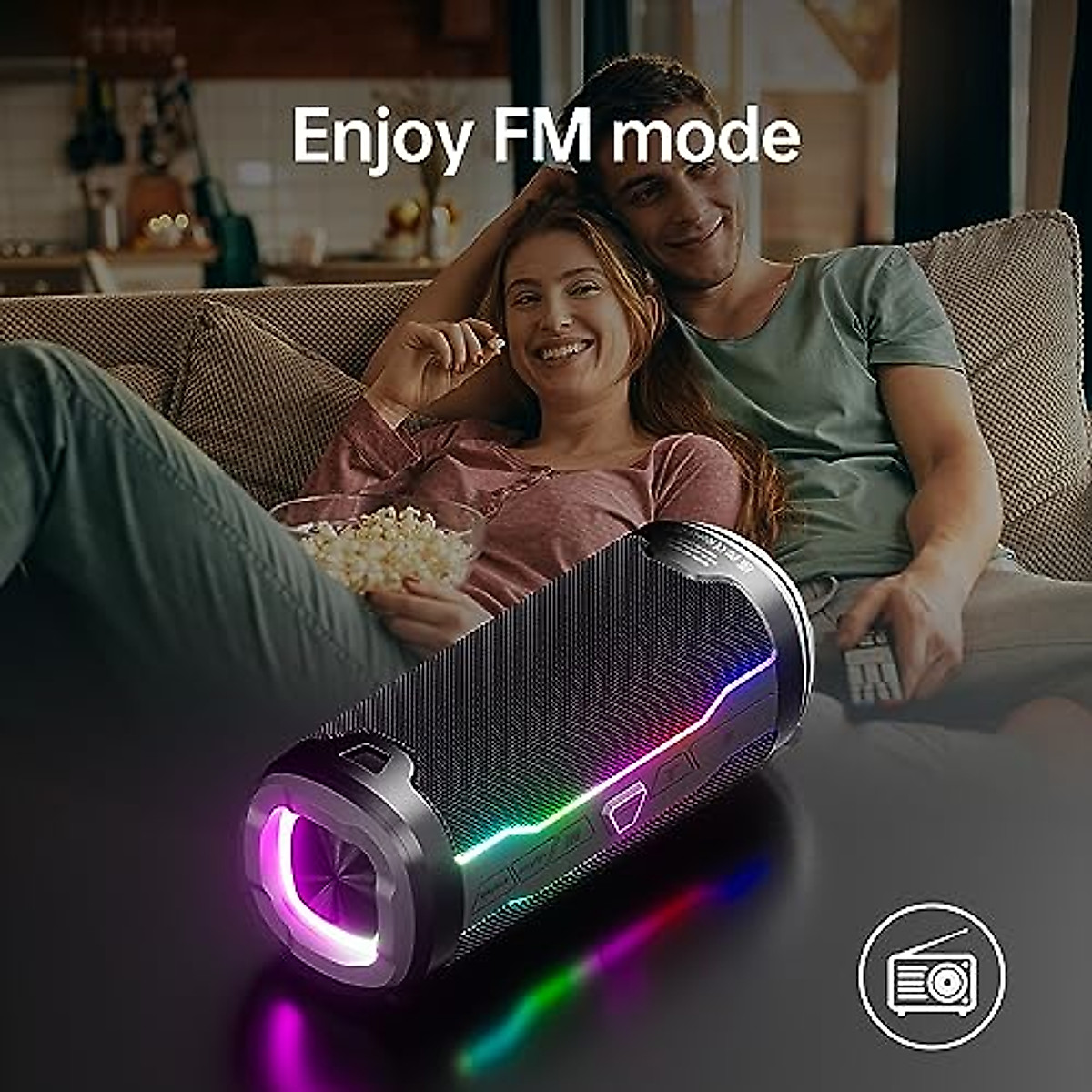Bluetooth Speakers, Portable Bluetooth Speakers Wireless with 20W Loud Stereo Sound, IP7 Waterproof Shower Speaker Colorful Flashing Lights, Built-in Mic Hands-free Calling, for Outdoor Home Party