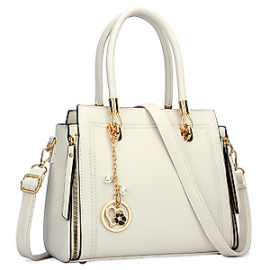 KKXIU Trendy Women Satchel Purses and Handbags Vegan Leather Top Handle Shoulder Crossbody Bag (Brown-A)