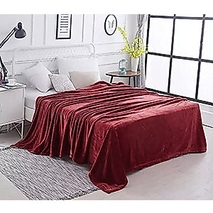 Home Must Haves Ultra Soft Plush Warm Cozy Lightweight Fleece Microfiber Full Size Bed Throw Blanket, Burgundy, (Flannel)