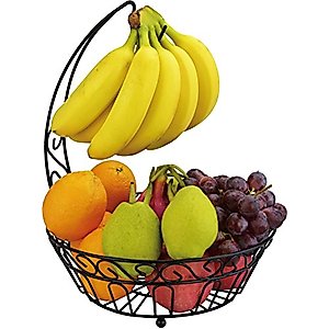 Surpahs Countertop Fruit Basket Stand w/Detachable Banana Hanger [Improved]