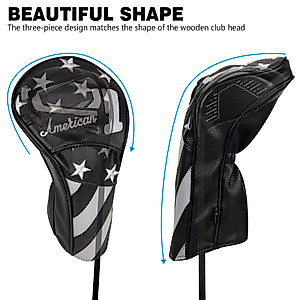 Craftsman Golf Star and Stripe Black and Gray US Style Patriotic Driver Headcover Cover 460cc