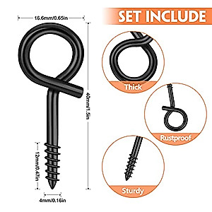 Hanger Christmas Lights Hanger Hooks Screw-in Outdoor Wiring, Easy Release Open Loop with Safety Buckle Design (Black,12 Pieces)