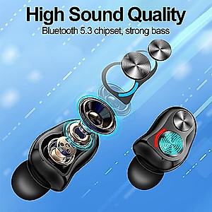 ZYHKJYL Long Playtime True Wireless Earbuds/Headphones Bluetooth, Wireless Charging Case Cell Phones Charging Function Touch Control IPX8 Waterproof Stereo Earphones with LED Digital Display