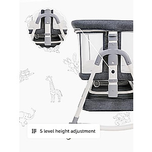 Earth&ME Baby Bassinet Bedside Sleeper with Rocking - All Mesh Portable Bedside Crib for Safe Co-Sleeping, Storage Basket and Wheels, Adjustable Height, Includes Travel Bag, Mosquito Net