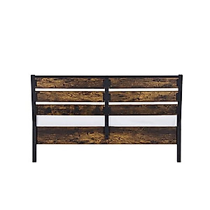 Epinki Eastern King Bed in Rustic Oak & Black, Wood, Bed Frame, Easy Assembly