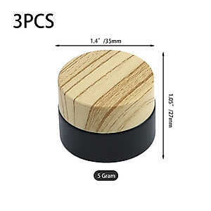 Tighall Small Empty Black Glass Cosmetic Containers with Lids Round Frosted Travel Jars with Inner Liners Sample Jars Refillable Cosmetic Container Bottles for Lotions Sample Eye Creams (3 PACK, 5g)