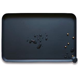 Hoki Found Silicone Pet Food Mats Tray - Non Slip Pet Dog Cat Bowl Mats Placemat - Dog Pet Cat Feeding Mat - Waterproof Dog Cat Food Mats -Pet Water Mats for Floors -Black