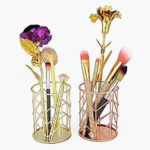 UXZDX New Gold Wrought Iron Storage Basket Rose Gold Office Multifunctional Desktop Simple Tableware Storage Pen Holder (Color : Rose Gold)