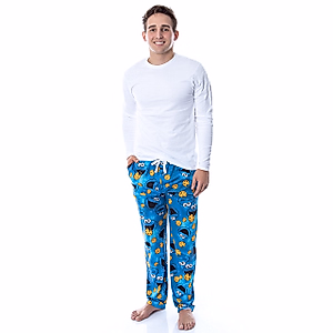 Sesame Street Men's Cookie Monster Tie Dye Adult Sleep Lounge Pajama Pants (Large) Blue