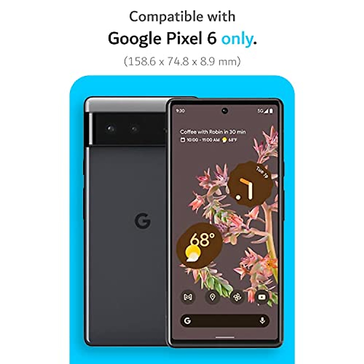 TUDIA DualShield Designed for Google Pixel 6 Case (2021), [Merge] Shockproof Military Grade Slim Heavy Duty Dual Layer Tough Protection for Pixel 6 Phone Case - Matte Black