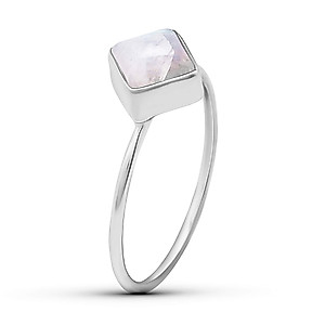 Koral Jewelry Square Moonstone Delicate Ring 925 Sterling Silver Ethnic Vintage Tribal Gipsy Boho Look (9)