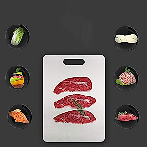 GULRUH Wood Cutting Boards for Kitchen, Multi-Function Stainless Steel Cutting Board Home Kitchen Rectangular Board Chopping Board Kneading Dough Cutting Boar