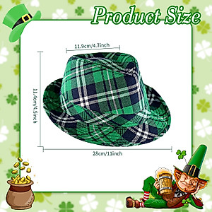 St. Patrick's Day Plaid Fabric Fedora St. Patrick's Day Accessories Green Fedora Women's Berets Hats for Adult (Cute Style)