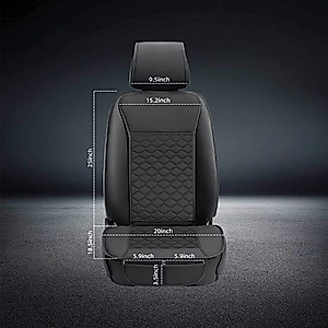 Elantrip 2PCs Front Car Seat Covers Leather Water Proof Seat Protector Universal fit for Most Cars SUVs and Trucks Black