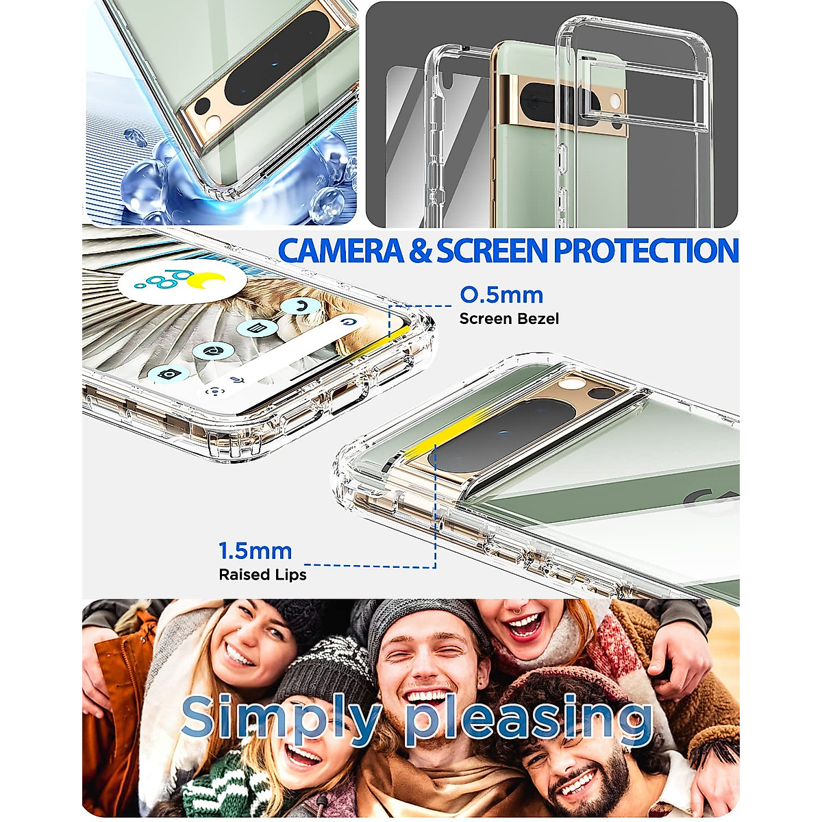 AICase Google Pixel 8 Pro Case Clear Full Body Rugged with [Tempered Glass Screen Protector] Bumper Slim Soft Silicone Heavy Duty Protection Shockproof Cover for Google Pixel 8 Pro 2023_4