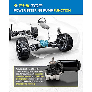PHILTOP Power Steering Pump 21-5229 for 4Runner 1996-2002 3.4L, Tacoma 1995-2004 3.4L, Power Assist Pump, Power Steering Pump Kit With Pulley Replacement Power Steering Pumps