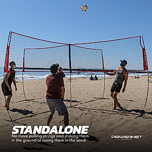PowerNet Four Square Volleyball Net | Fun New Game | Play at The Park or Beach | 2 Versions (Standalone Four Square)