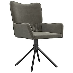 vidaXL Swivel Dining Chairs in Luxurious Dark Gray Velvet– Modern and Stylish, Comfortable Foam-Filled Seat, Perfect for Elegant Dining and Living Spaces