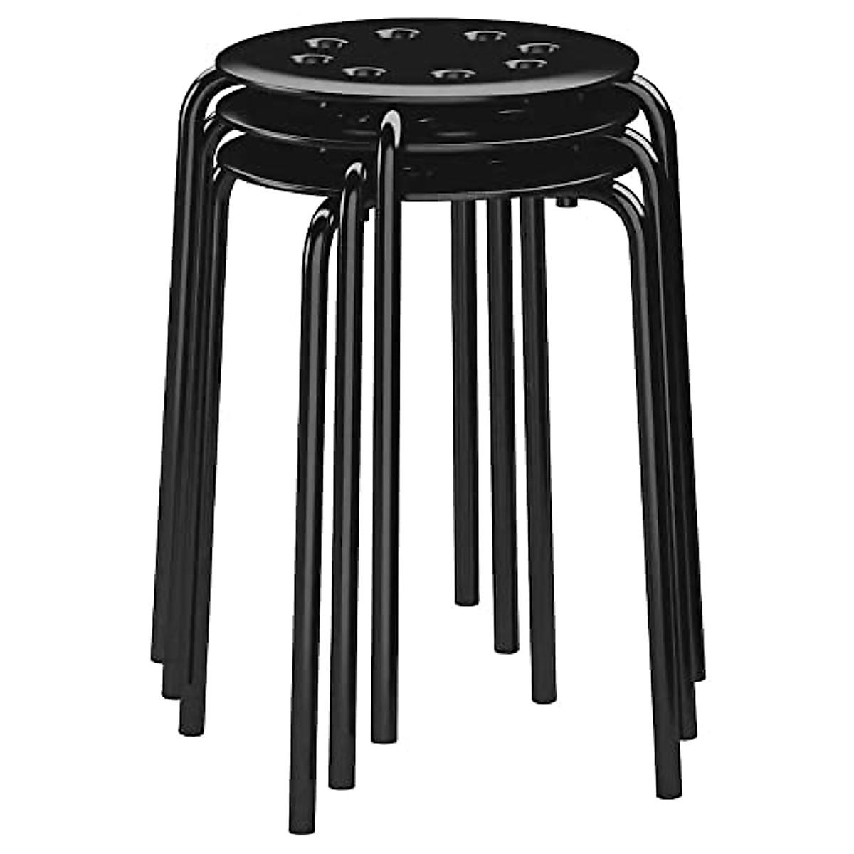 IKEA Boutique Store Marius Stool (Pack of 2) Seat Height: 45 cm, 17 3/4-Inch - Sold by Bunnings Home (Black, Steel, Epoxy powder coating)