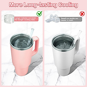 Ice Mold for Stanley Cup 40 oz 30 oz Tumbler, Silicone Ice Cube Tray with Lid for Freezer, Ice Drink, Juice, Whiskey, Cocktail, 4 Pcs Cylinder Ice Ring for Stanley Cup Accessories