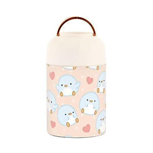 Cartoon Easter Chichen Animal Hearts Kids Womens Food Insulated Jar with Spoon 17oz/500ml Containers To Keep Food Hot Stainless Steel Vacuum Portable Thermal Food for Lunch Accessories