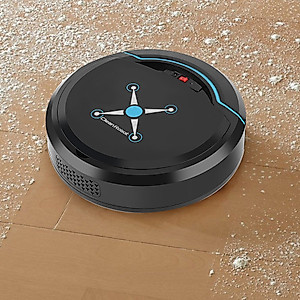 Robot Vacuum Cleaner, USB Rechargeable Automatic Smart Robot Vacuum Floor Cleaner Household Sweeping Machine Good for Pet Hair, Low Pile Carpet, Hard Floors(Black)