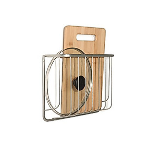 Spectrum Diversified Ashley Cabinet & Wall-Mounted Board & Bakeware Holder, Cookie Sheet Cutting Board Organizer for Cabinet, Baking Accessory Storage & Organization, Satin Nickel