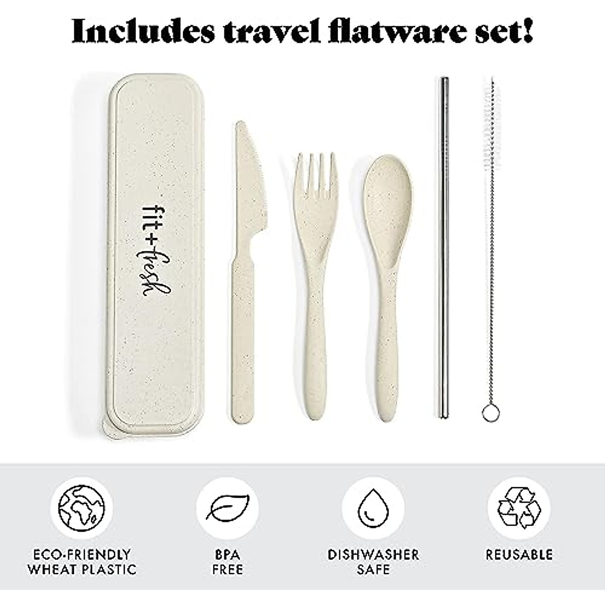 Fit & Fresh Faux CROC Adult Insulated Lunch Bag with Carry Handles, Complete Lunch Kit Includes Travel Flatwear Set, Black Large