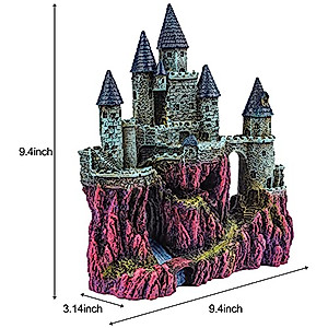 Miracliy Castle Aquarium Decoration for Fish Tank, Large Resin Castle Decor for Fish Hideaway