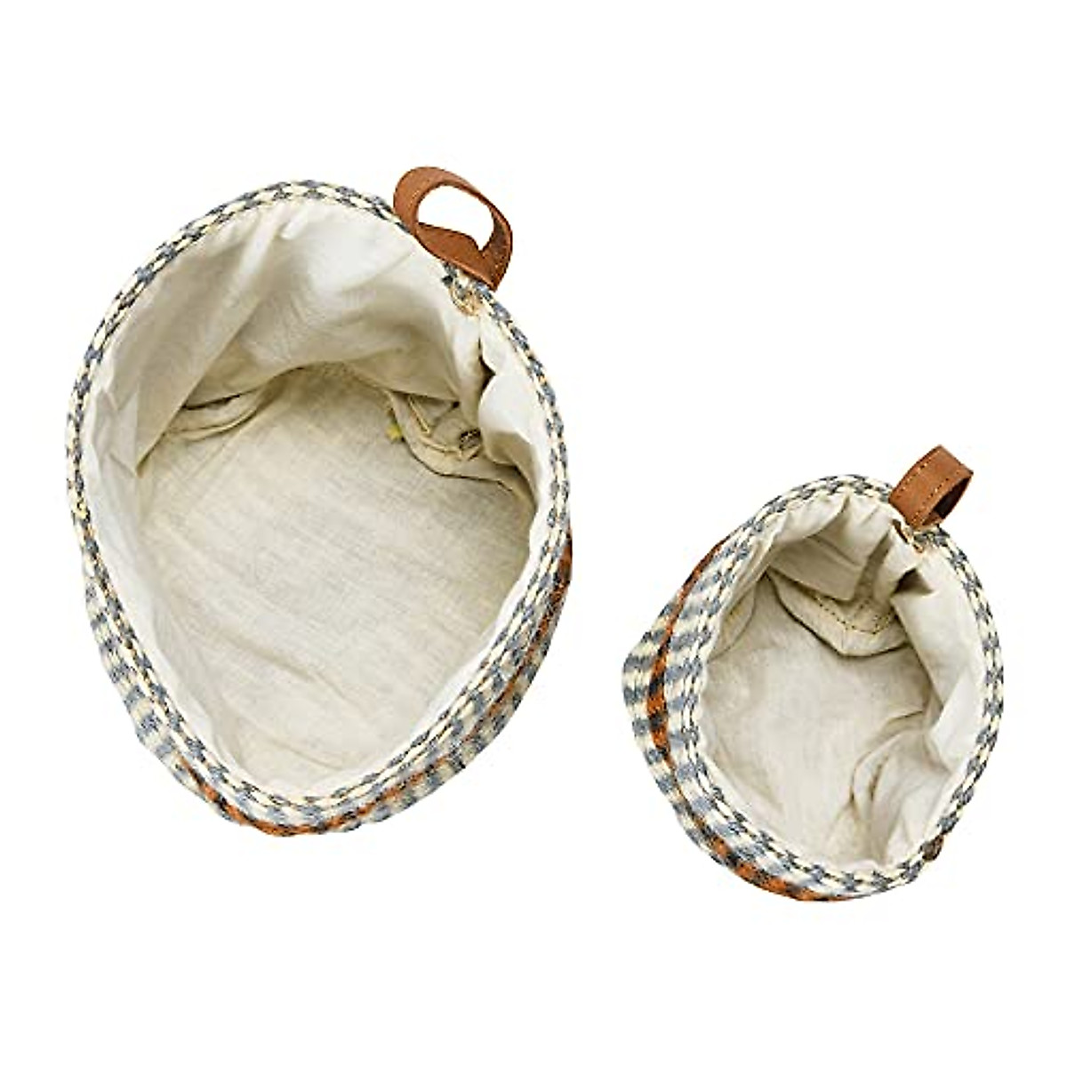 Main + Mesa Woven Jute Baskets with Liner, Rust Striped, Set of 2 Sizes