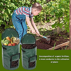 Compost Bins Outdoor, Garden Compost Bag, Reusable Garden Yard Waste Bag, Collapsible Leaf Lawn Bags, 34 Gallon (Black 1 Pack) (Green)