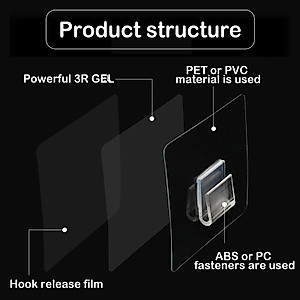 Chris.W 14 Pcs Shower Caddy Adhesive, Strong Adhesive Wall Hooks,Shower Shelf Adhesive Strips Replacement Clear Flat Hook, Waterproof, No Drilling for Bathroom Storage Shelves Kitchen Racks