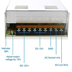 SHNITPWR 12V Power Supply 30A 360W AC to DC Adapter 12 Volt 30 Amp Switching Power Converter Transformer LED Driver 110V 240V AC in for LED Light Strip 3D Printer CCTV Security System LCD Monitor
