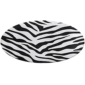 MoBlinko 3 Ft Round Rug Zebra Skin Washable Circular Rug Animal Print Non Slip Round Area Rug Carpet Absorbent Small Round Rug for Kitchen Living Room Bedroom Decoration