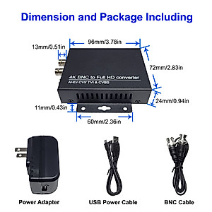 101AV 4K BNC to FHD HDMI Video Converter Adapter for Monitors & DVRs, converts HD-TVI/AHD/CVI and Composite Video Signal/CVBS from BNC Video Signal to HDMI
