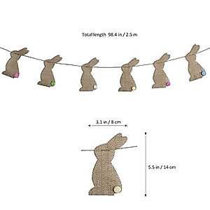 BinaryABC Easter Bunny Rabbit Burlap Banner Bunting Garland, Easter Decorations