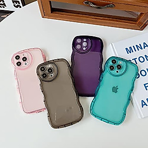 Qokey for iPhone 12 Pro Max Case(2020 6.7"),Cute Clear Love Case,with Love-Heart Camera Frame Wavy Edge Transparent Full Protection Soft TPU Shockproof Phone Case Cover for Women Girls Pink