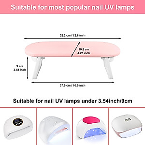 Diesisa Nail Arm Rest, Foldable PU Leather Nail Arm Rest for Nails with Soft Table Mat, Soft Hand Rest for Acrylic Nails/Nail Hand Rest for Manicure Salon Use-Pink