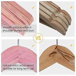 ELONG HOME Cedar Hangers, 12 Pack Sturdy Wooden Hangers with 360 Degree Swivel Hook, Smooth Surface Wood Coat Hangers with Cedar Scent for Refreshing Closet